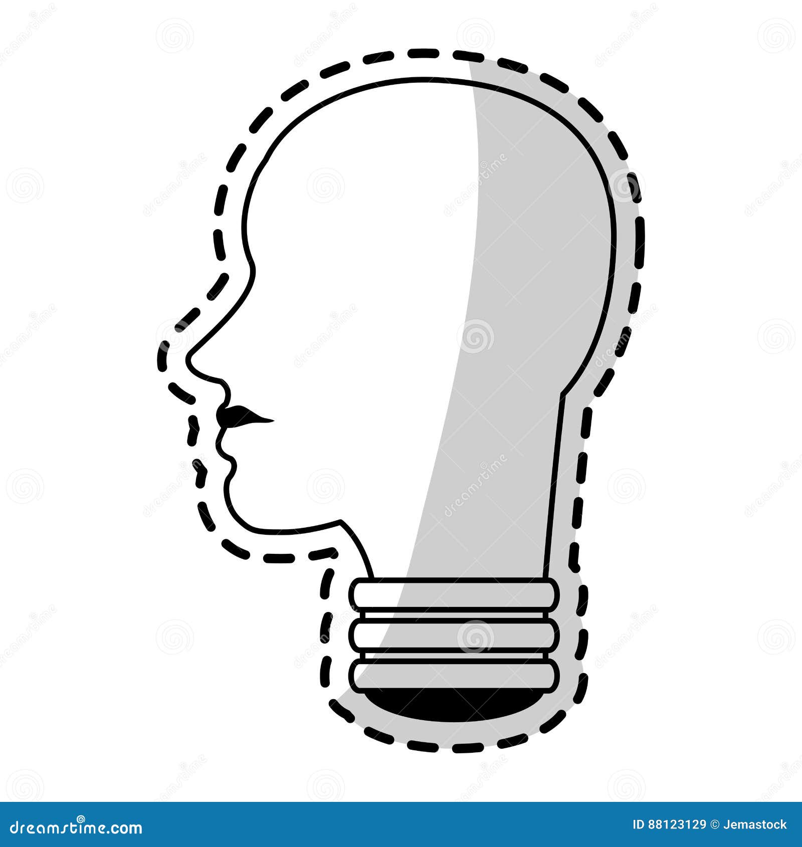Lightbulb with Head Shape Icon Image Stock Illustration - Illustration ...