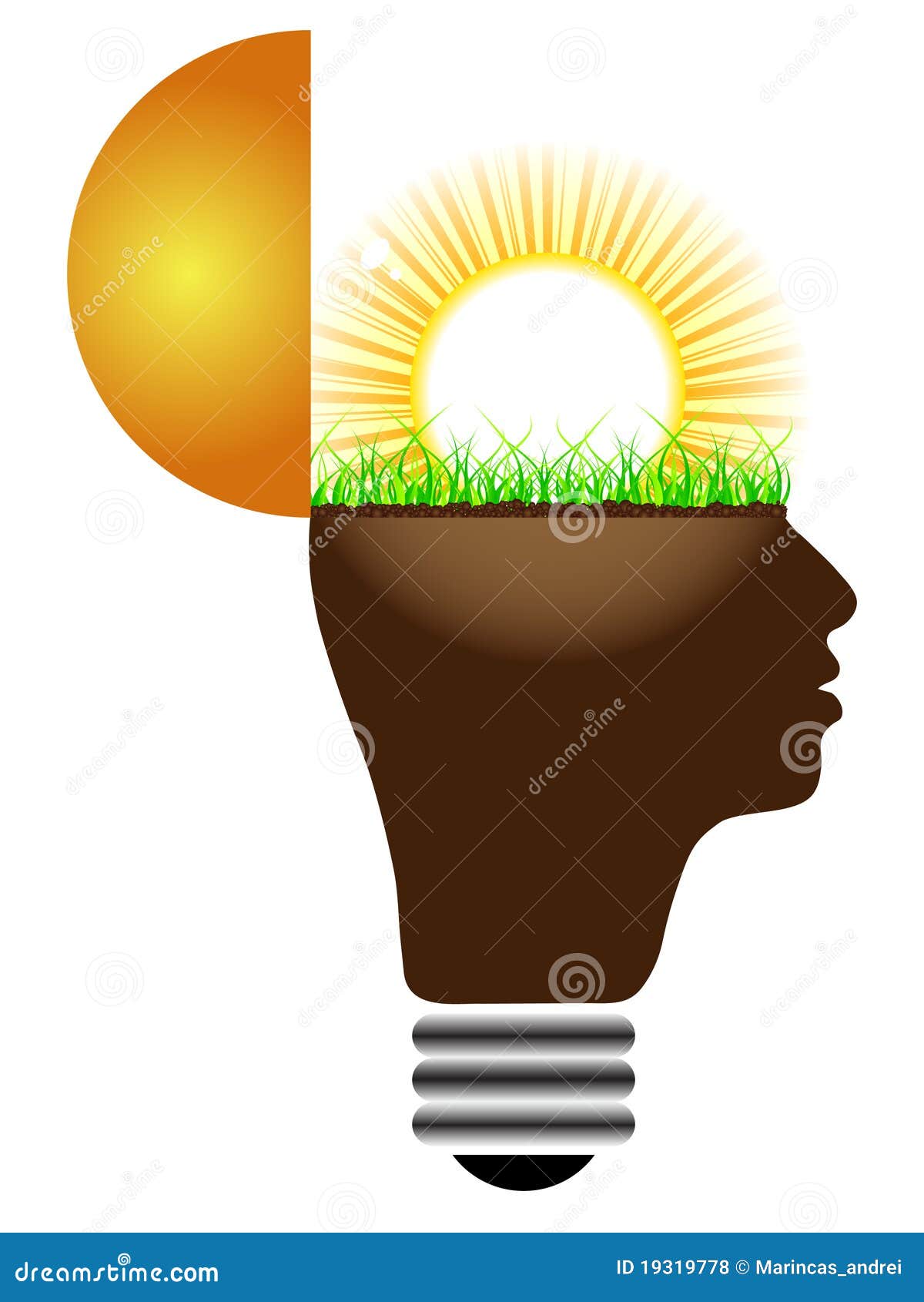 Lightbulb with human head stock vector. Illustration of bright - 19319778