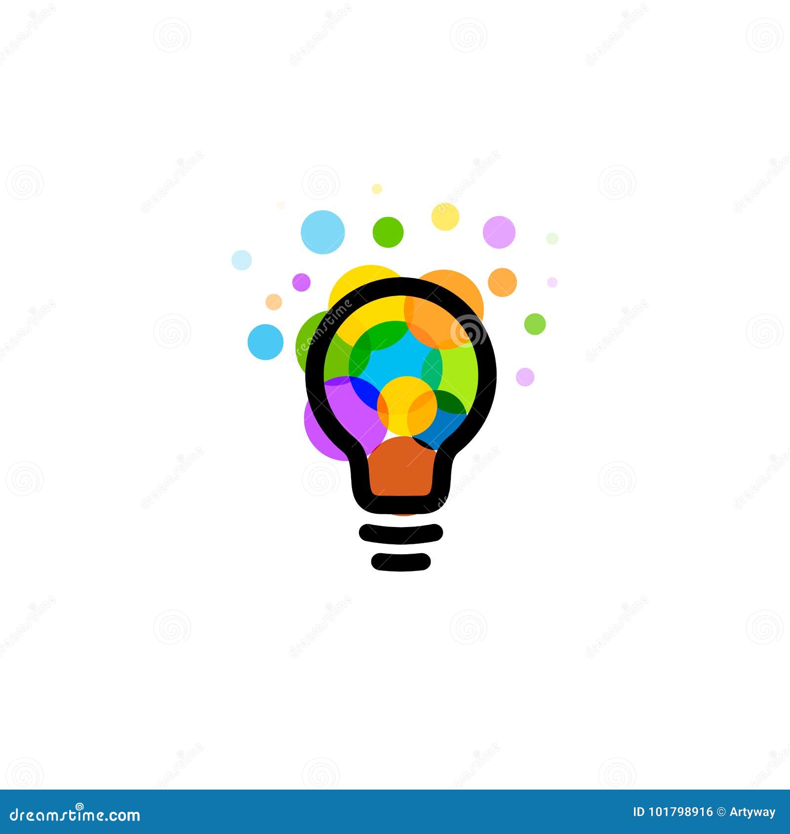 Lightbulb Icon. Creative Idea Logo Design Concept. Bright Colorful ...