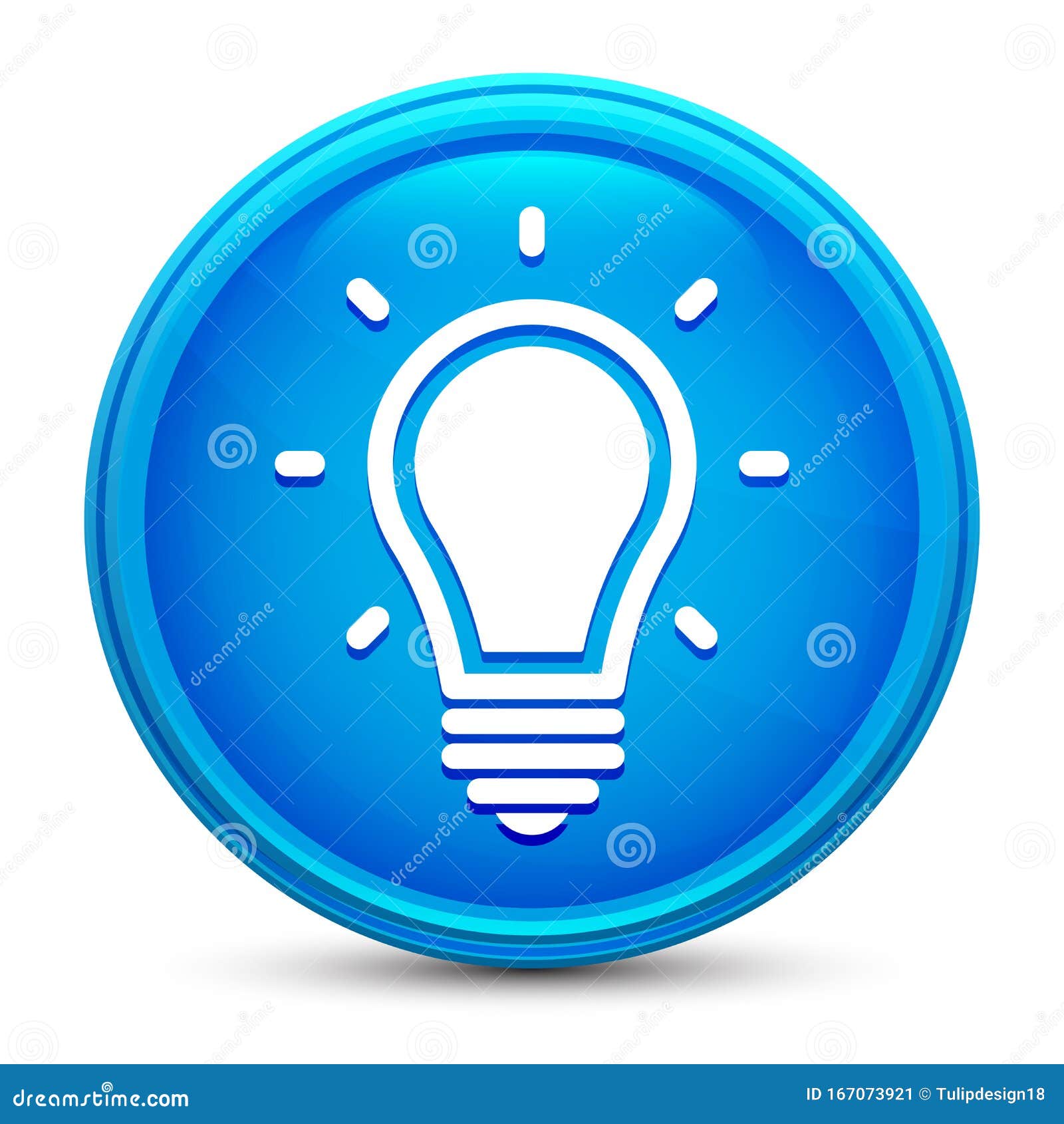 Lightbulb Icon Glass Shiny Blue Round Button Isolated Design Vector ...