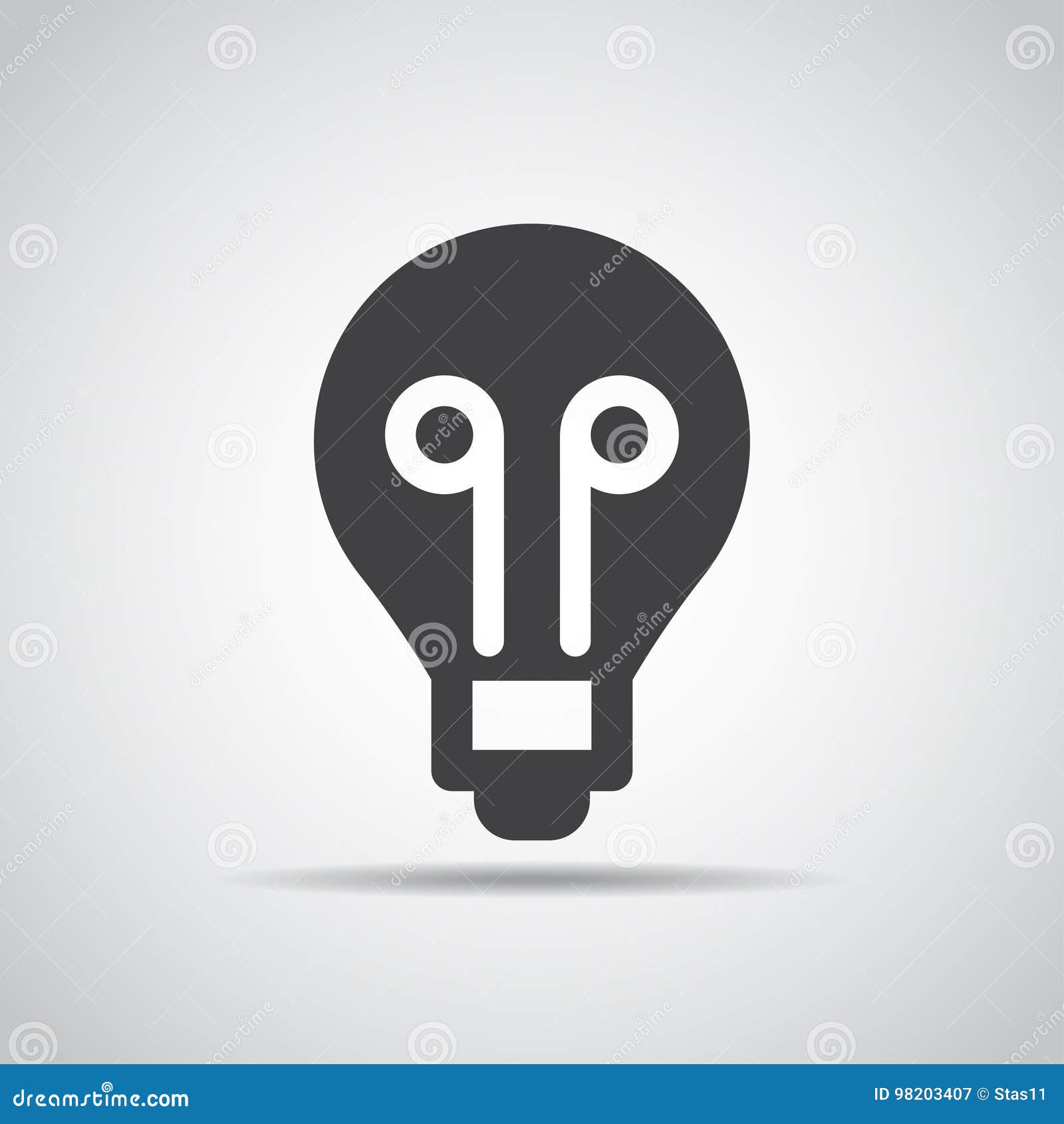 Lightbulb Icon with Shadow on a Gray Background. Vector Illustration ...