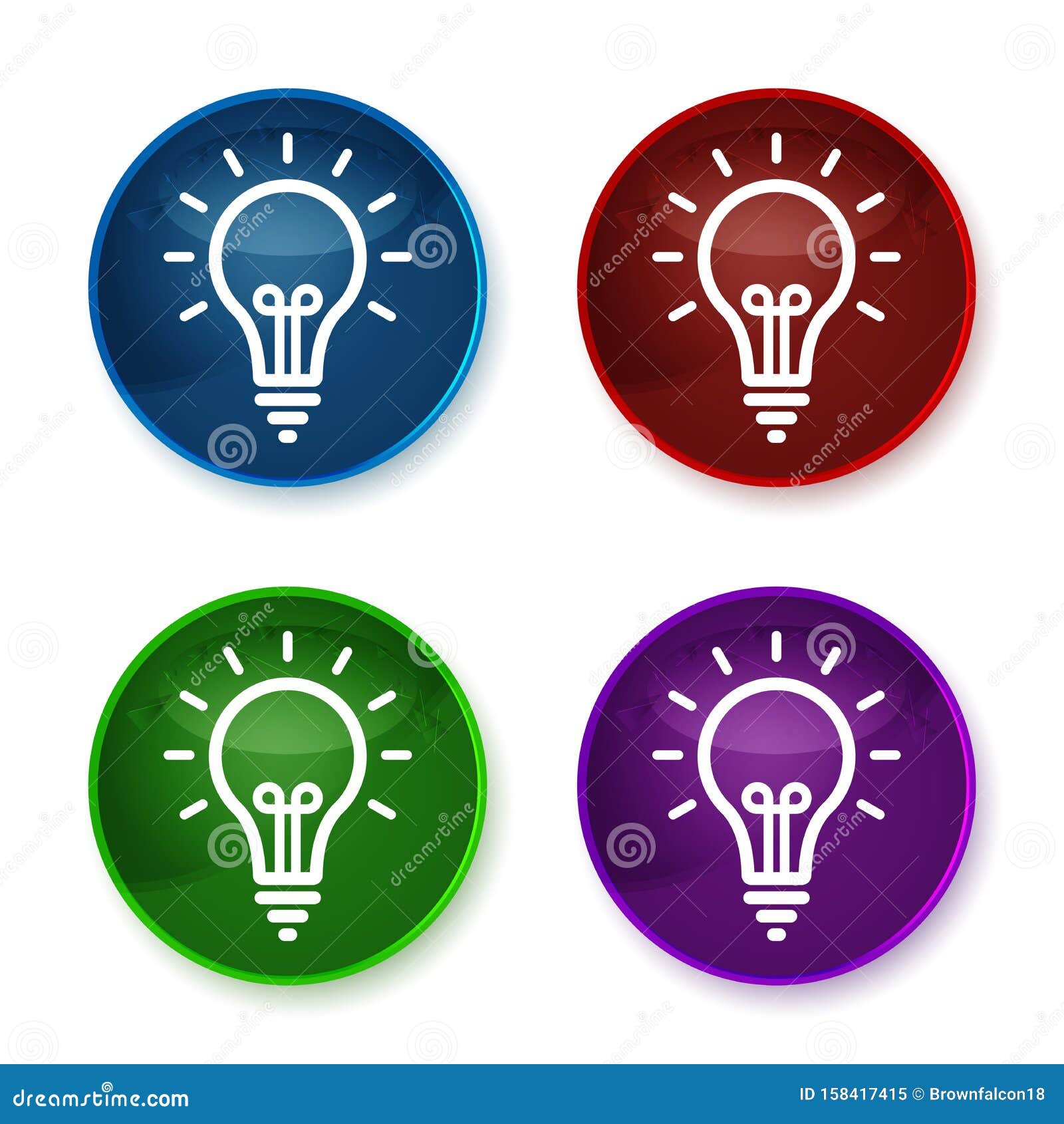 Lightbulb Icon Shiny Round Buttons Set Illustration Stock Vector ...