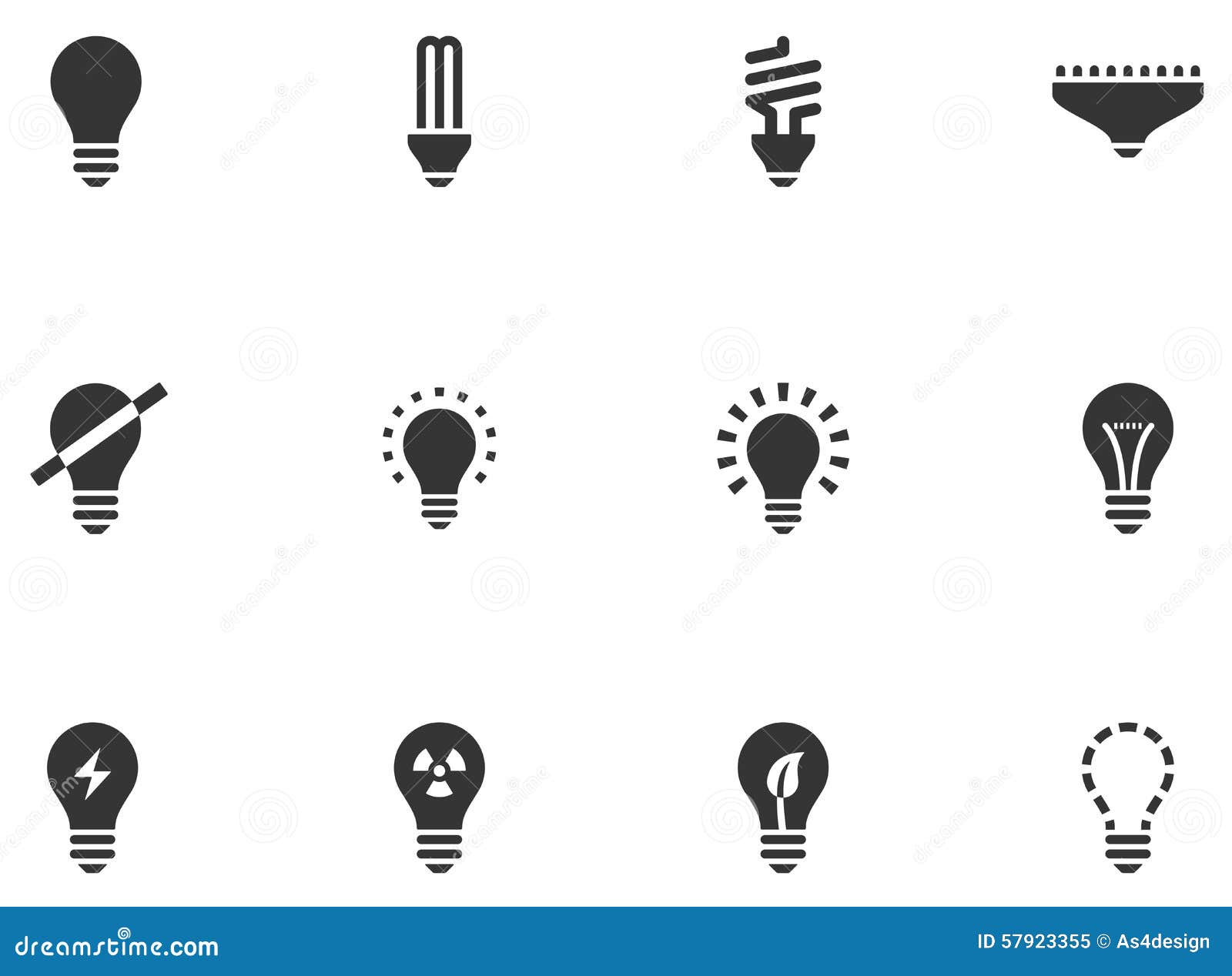 Lightbulb Icons. Line Lamp. Filament Symbols. Idea Or Light Bulb ...