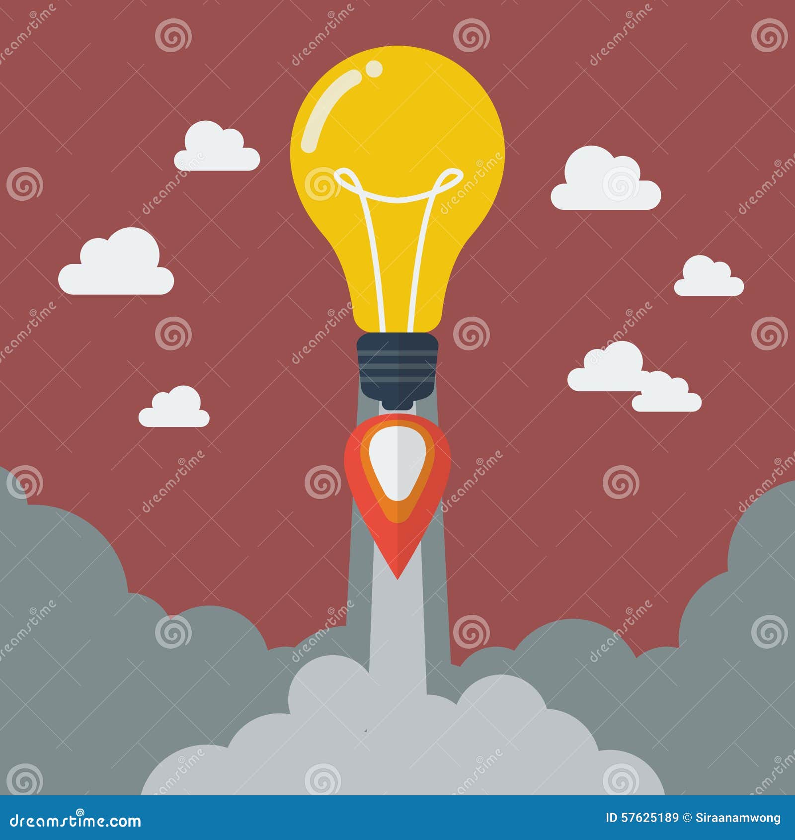 Lightbulb idea rocket stock vector. Illustration of creative - 57625189