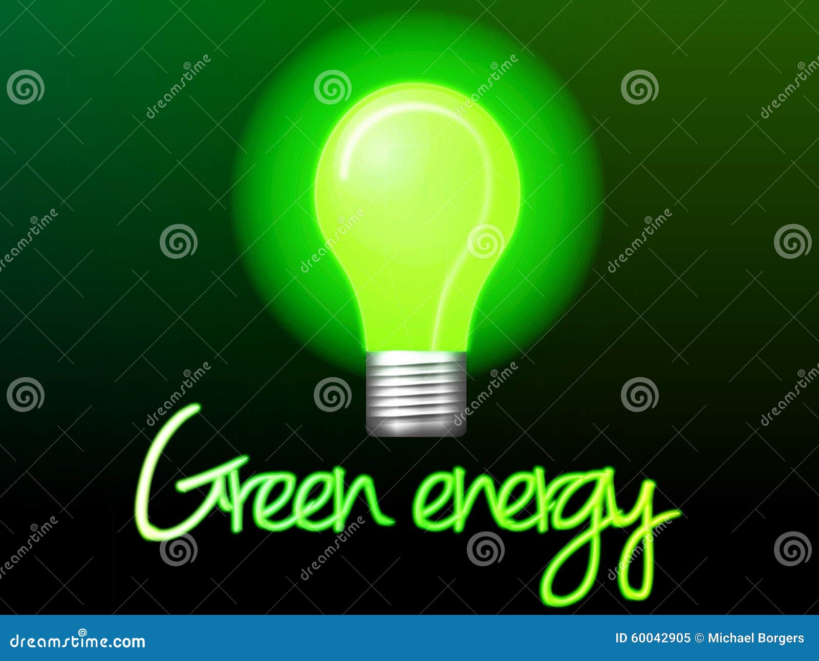 Lightbulb Illustration Green Energy Stock Illustration - Illustration ...