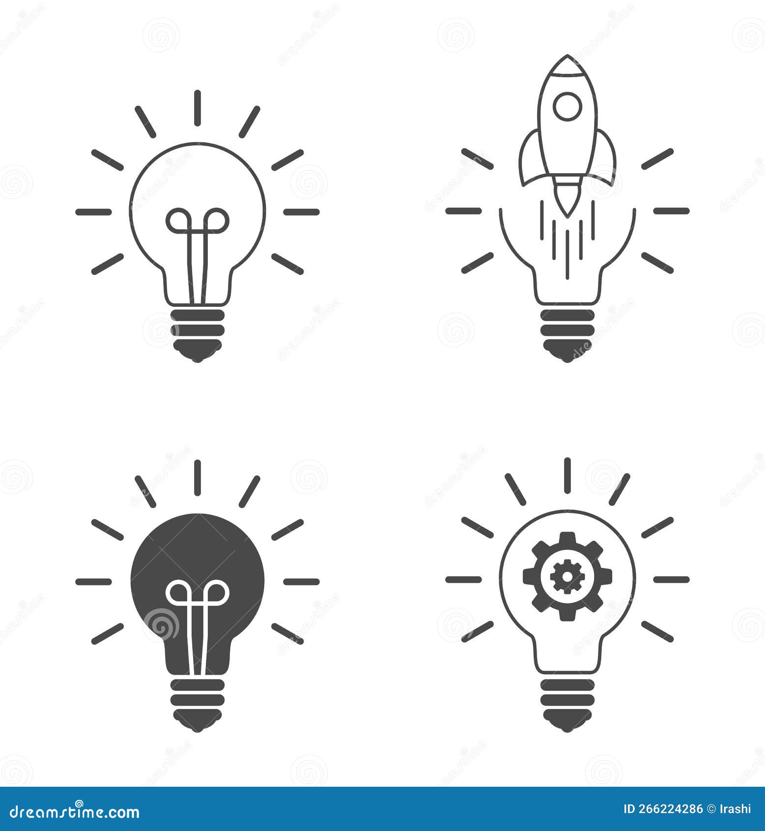 Lightbulb Innovation Icon Set Stock Vector - Illustration of sign ...
