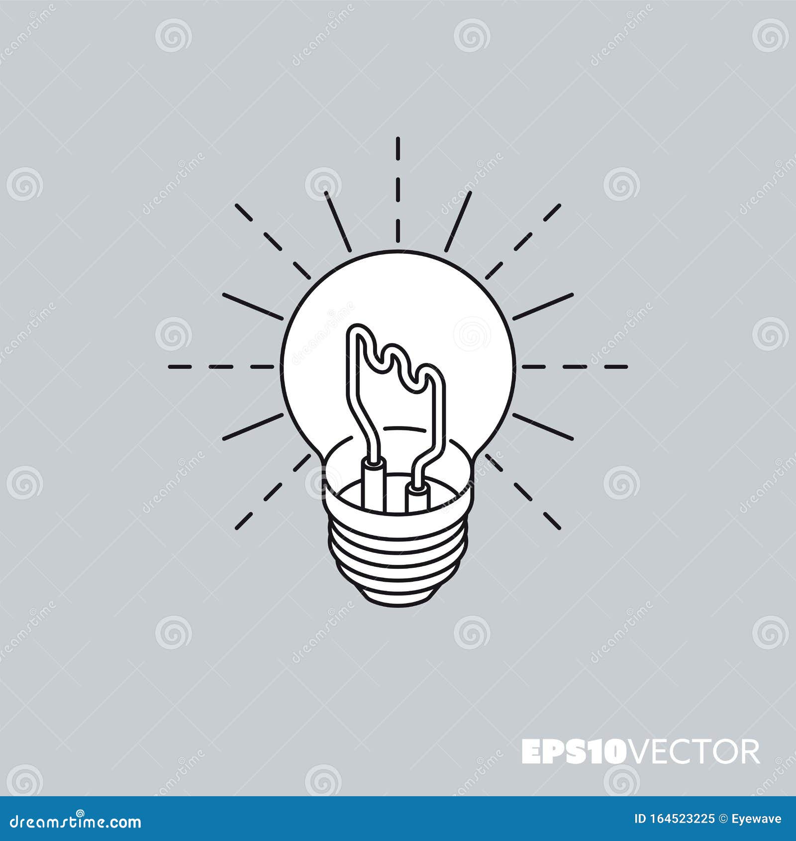 Lightbulb Isometric Vector Icon Outline Symbol with White Fill Stock ...