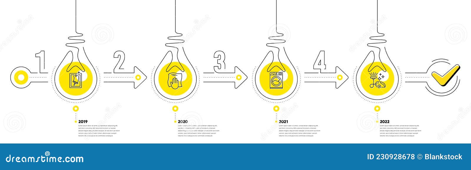 Cleaning Infographic 4 Steps Timeline. Workflow Process with Wipe Cloth ...