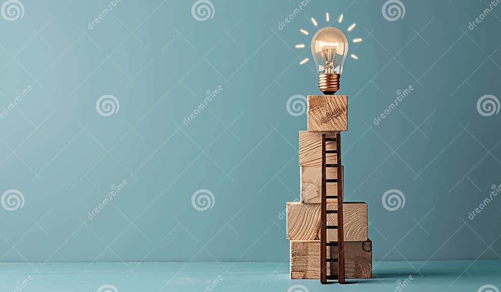 Lightbulb and Ladder Creative Problem Solving Image Stock Illustration ...