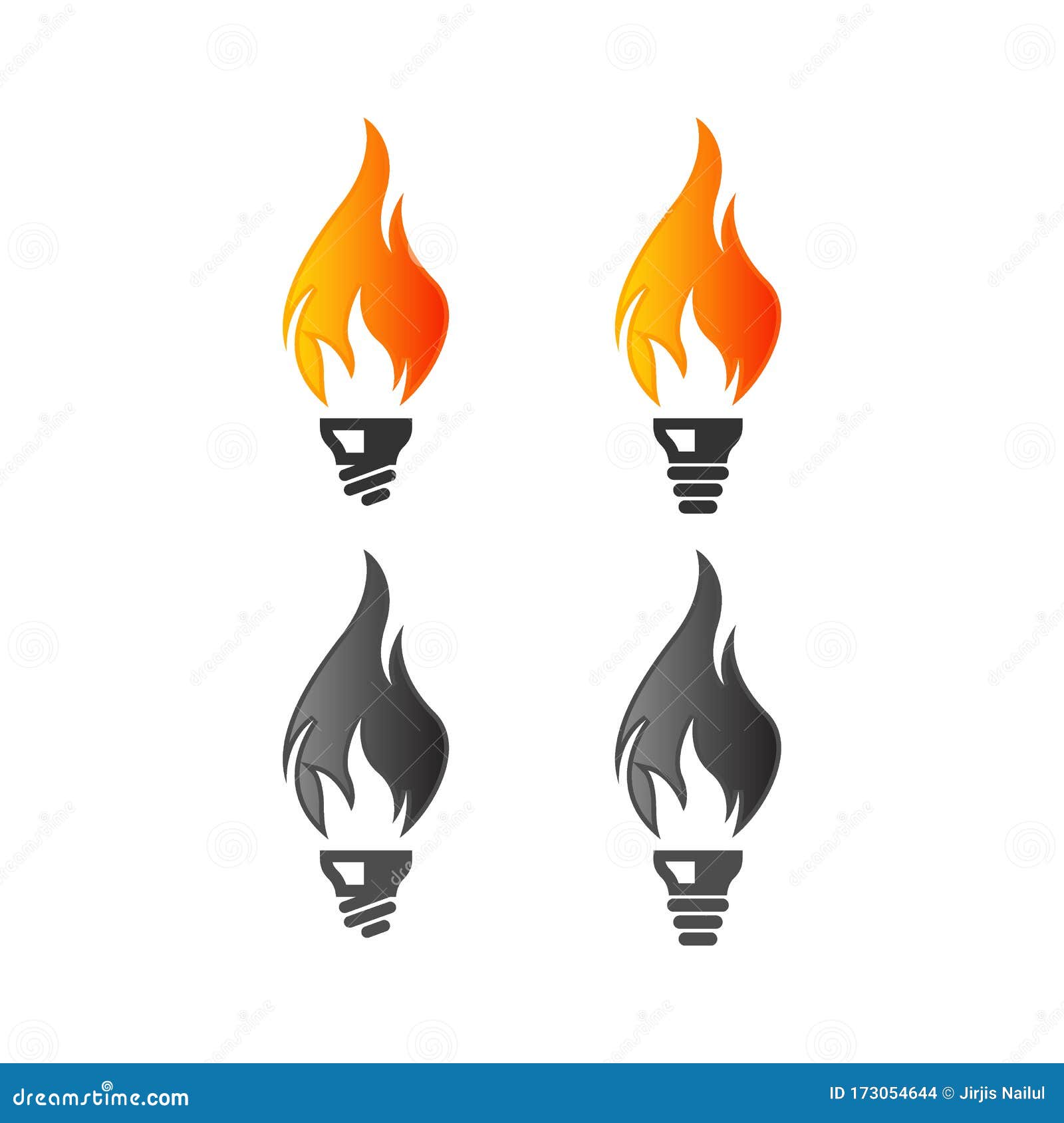 Lightbulb Logo Design Template with the Concept of Fire Inside, Light ...