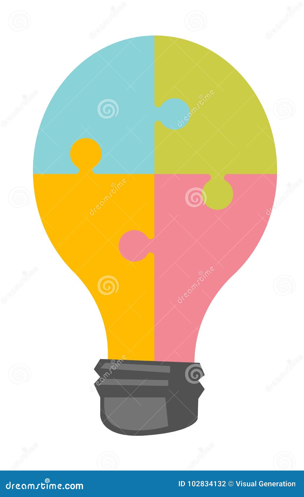 Lightbulb Made of Jigsaw Puzzle Vector Cartoon. Stock Vector ...