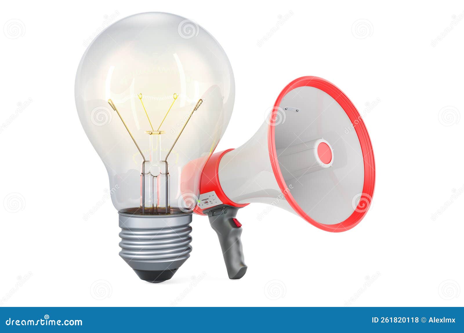 Lightbulb with Megaphone. 3D Rendering Stock Illustration ...