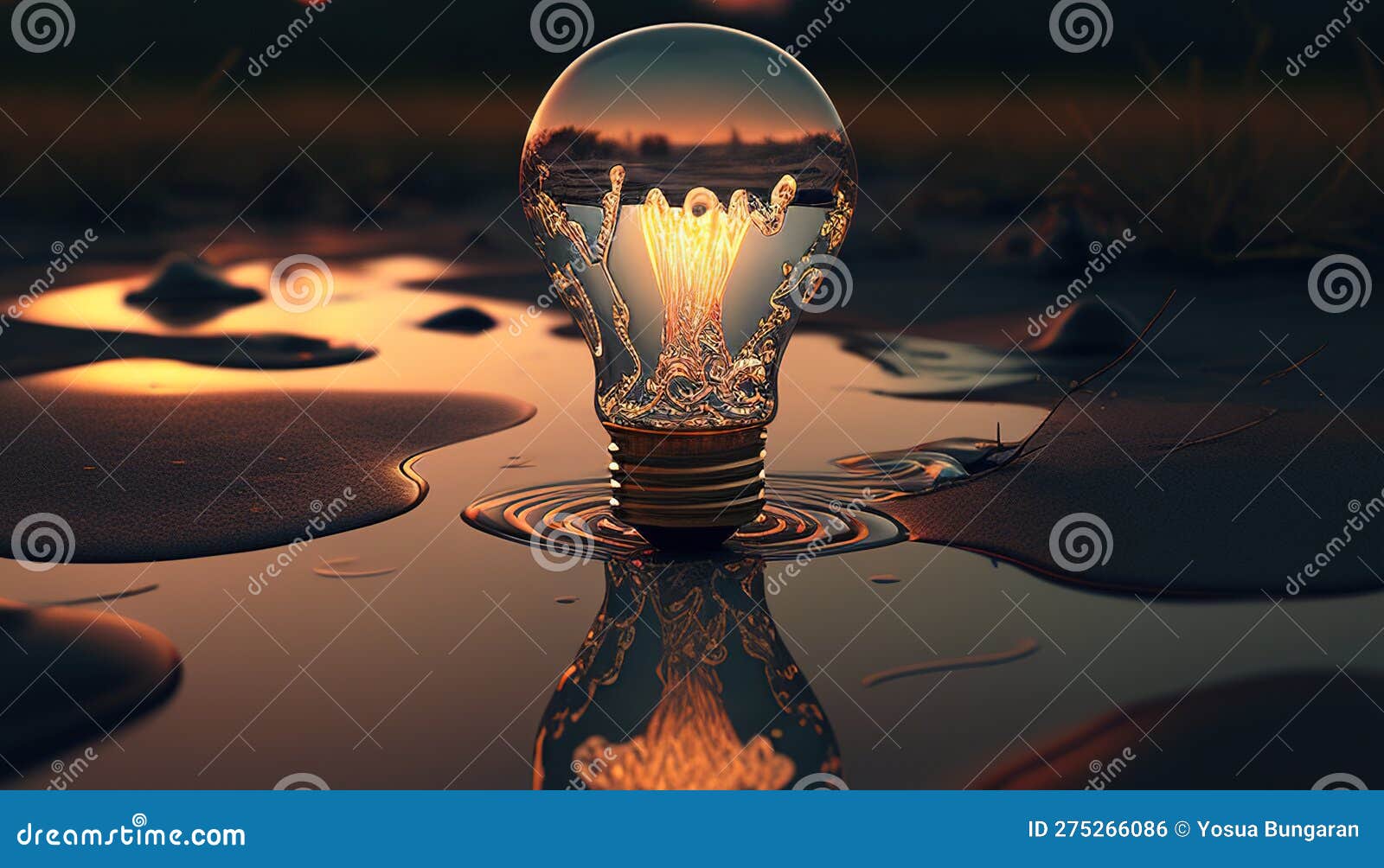 Lightbulb Melting, Digital Art Illustration, Generative AI Stock ...