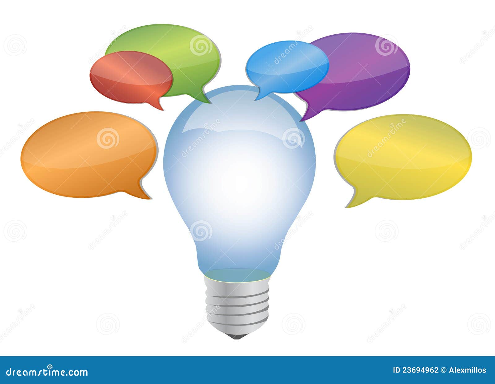 Lightbulb with Message Bubbles Around it Stock Vector - Illustration of ...