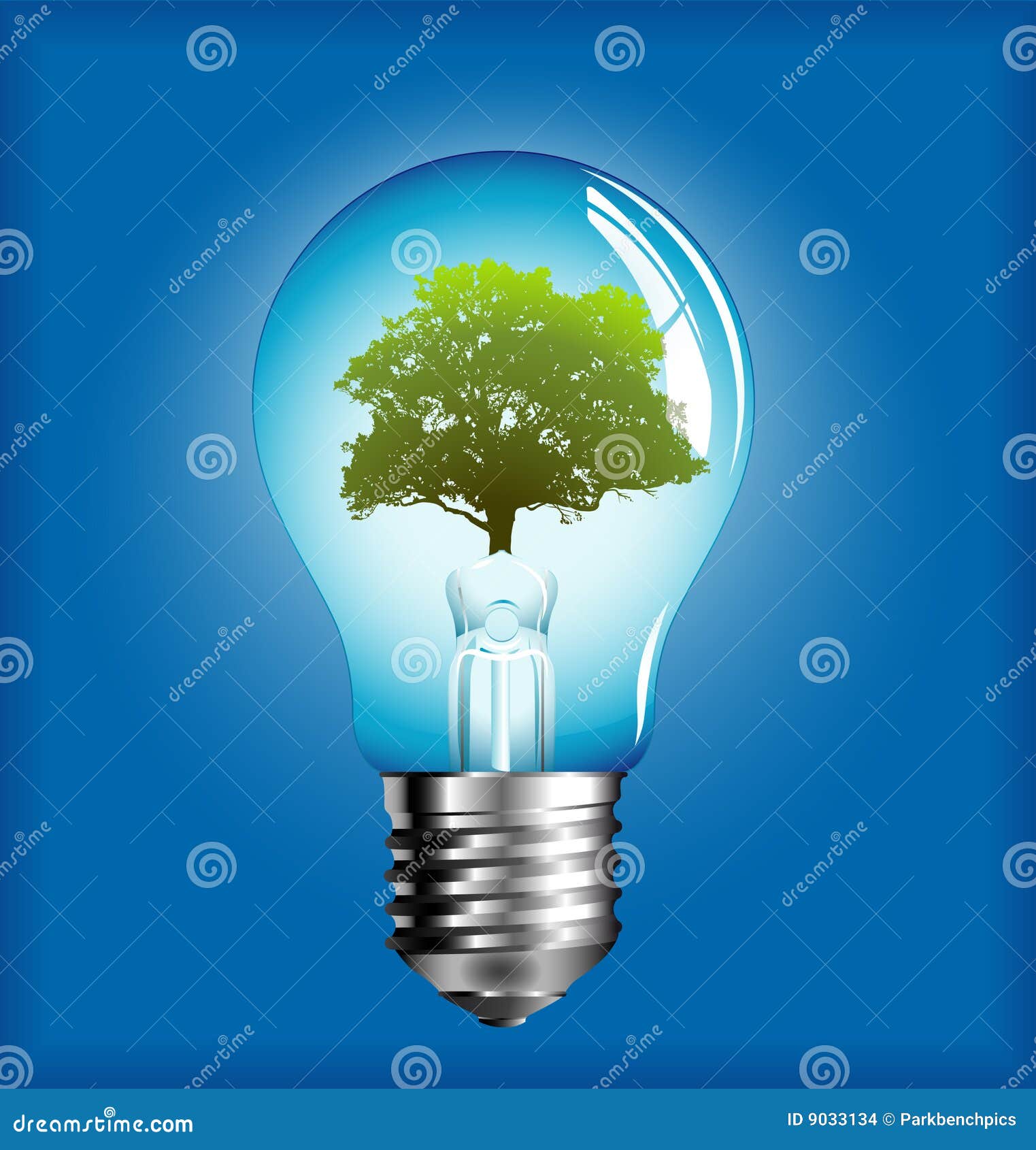 Lightbulb met binnen boom stock illustratie. Illustration of hemel ...