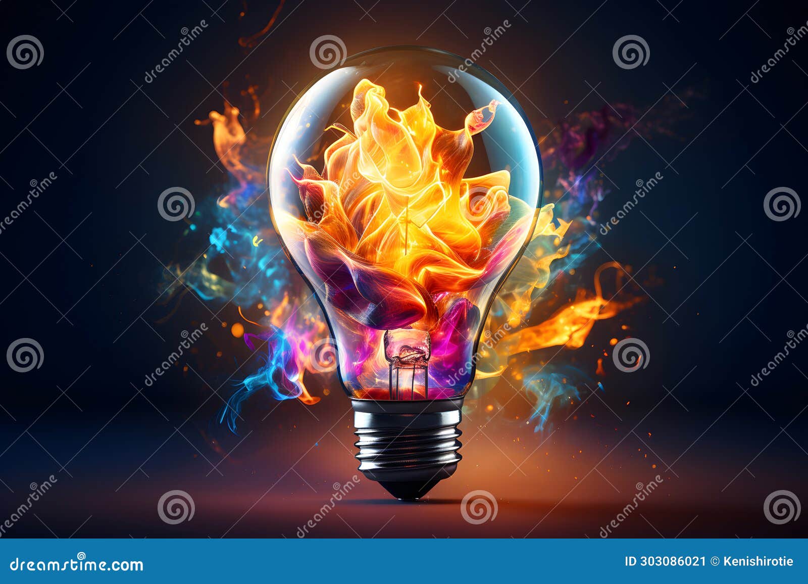 Idea Concept with Colorful Lightbulb Explosion Stock Illustration ...
