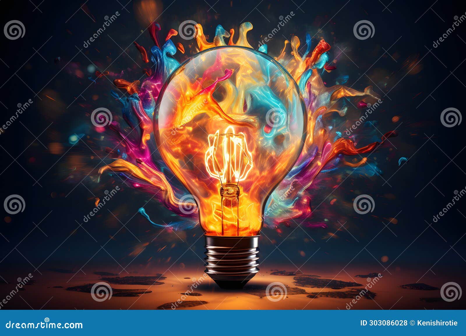 Idea Concept with Colorful Lightbulb Explosion Stock Illustration ...