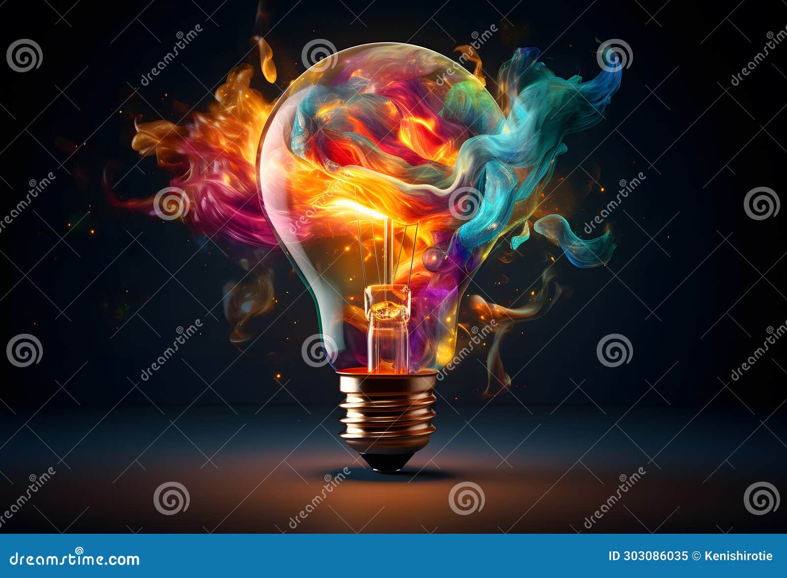 Idea Concept with Colorful Lightbulb Explosion Stock Illustration ...