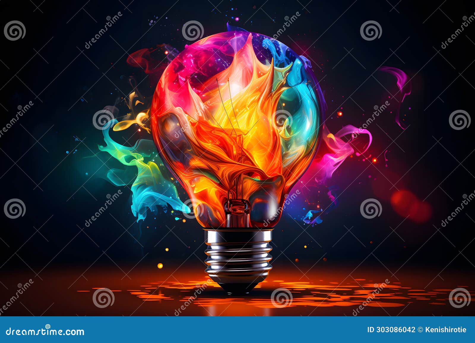 Idea Concept with Colorful Lightbulb Explosion Stock Illustration ...