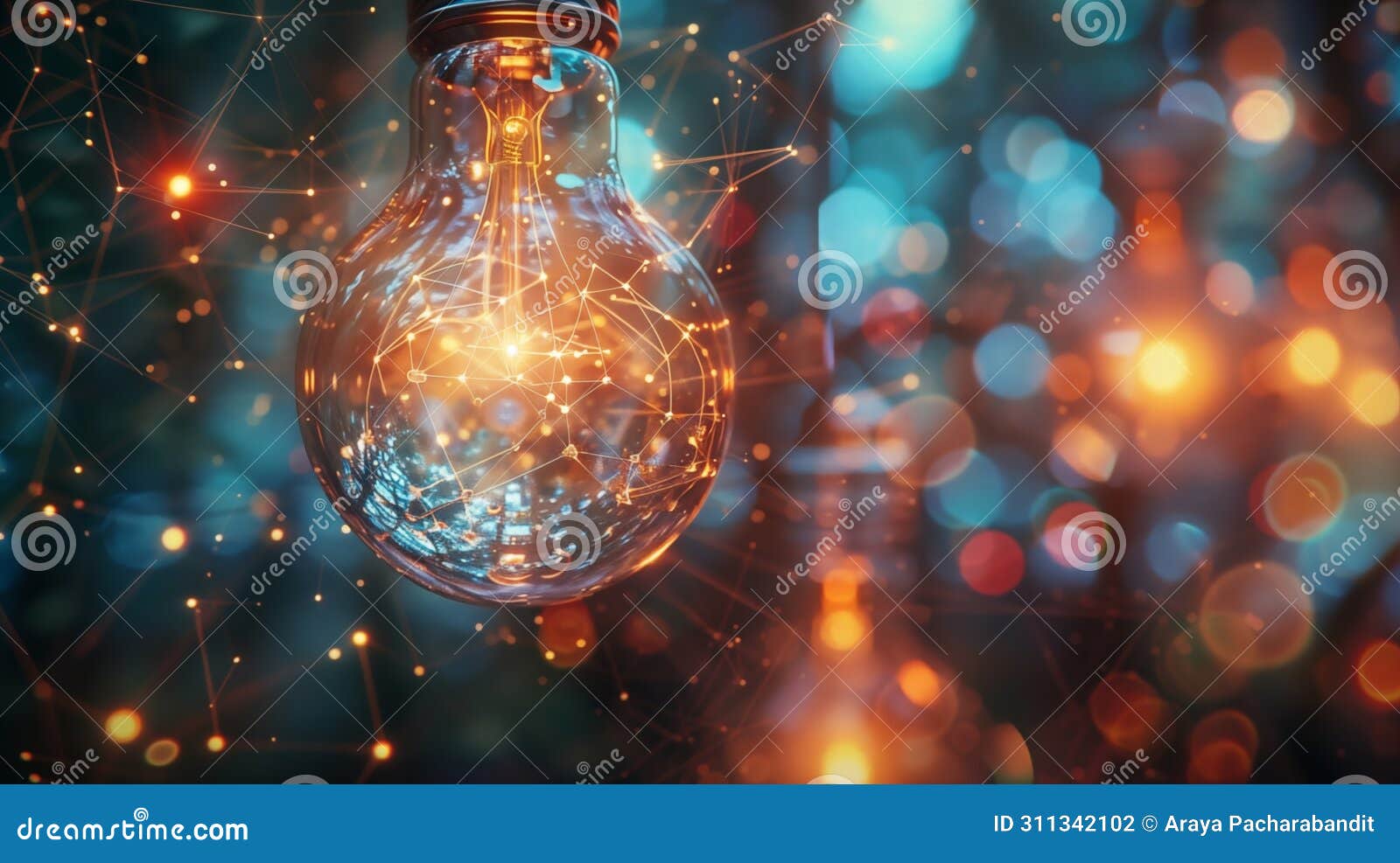 Lightbulb with Filament Network Symbolizes Enlightening Knowledge ...