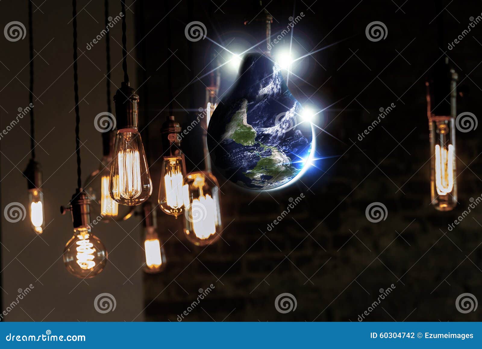 Lightbulb Planet Earth stock photo. Image of energy, earth - 60304742