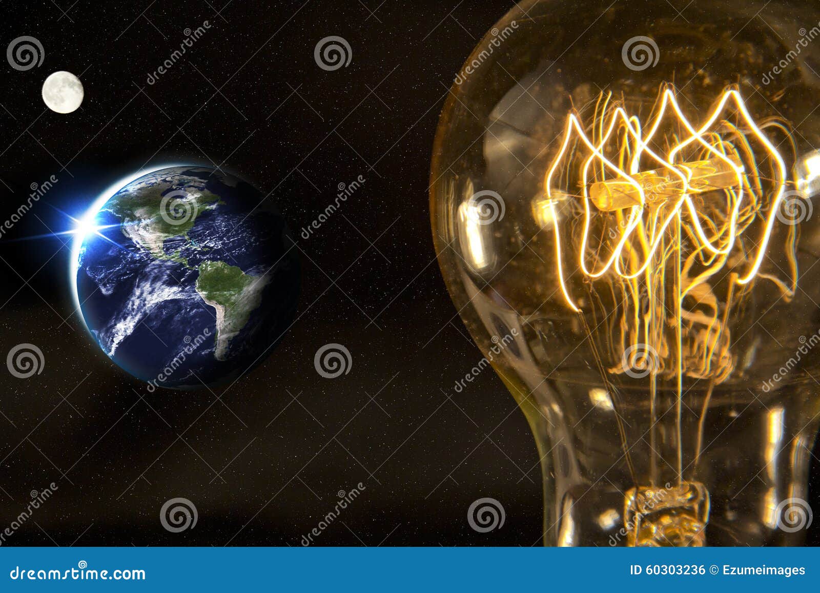 Lightbulb Planet Earth stock photo. Image of conceptual - 60303236
