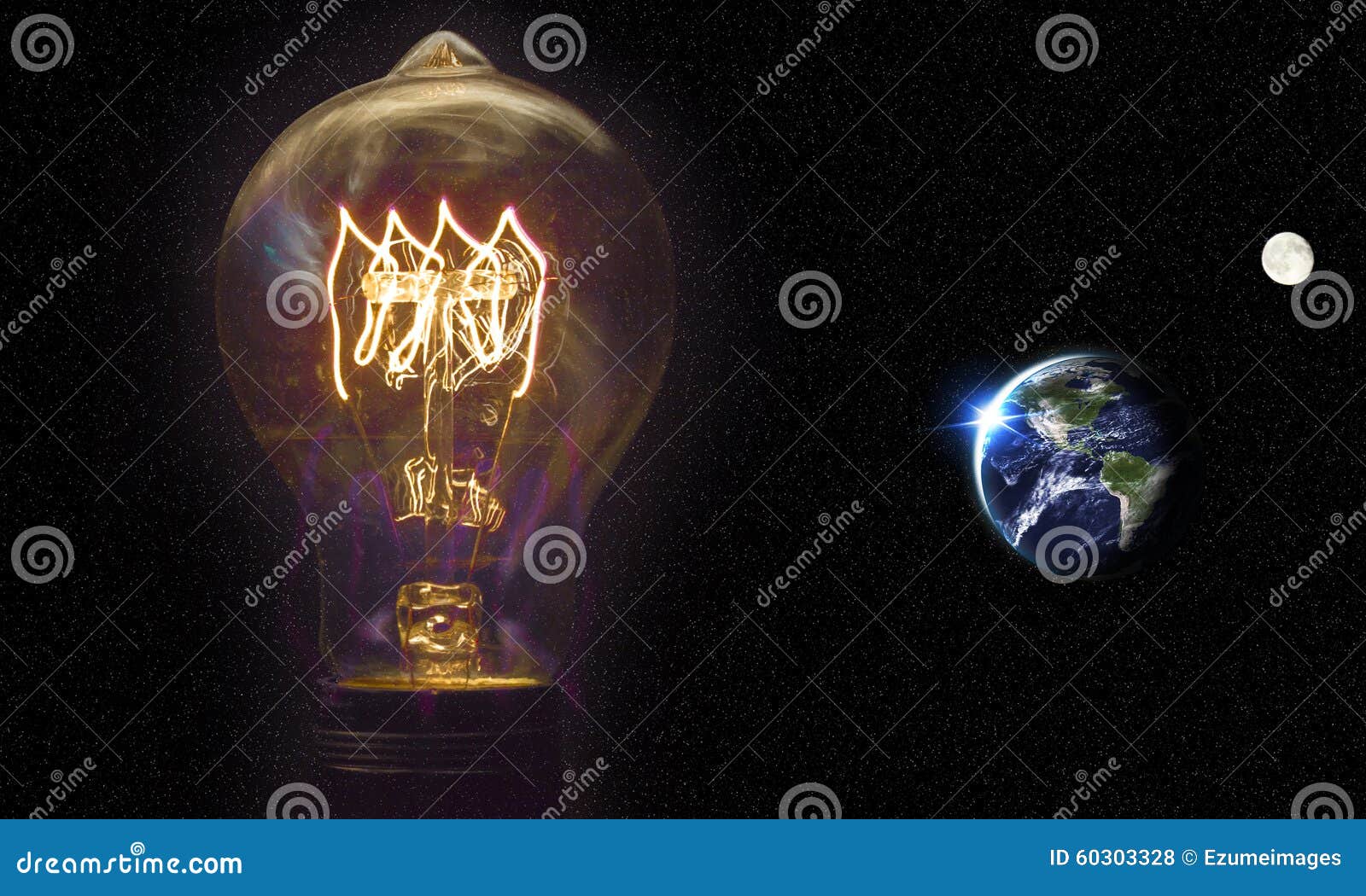 Lightbulb Planet Earth stock photo. Image of light, green - 60303328