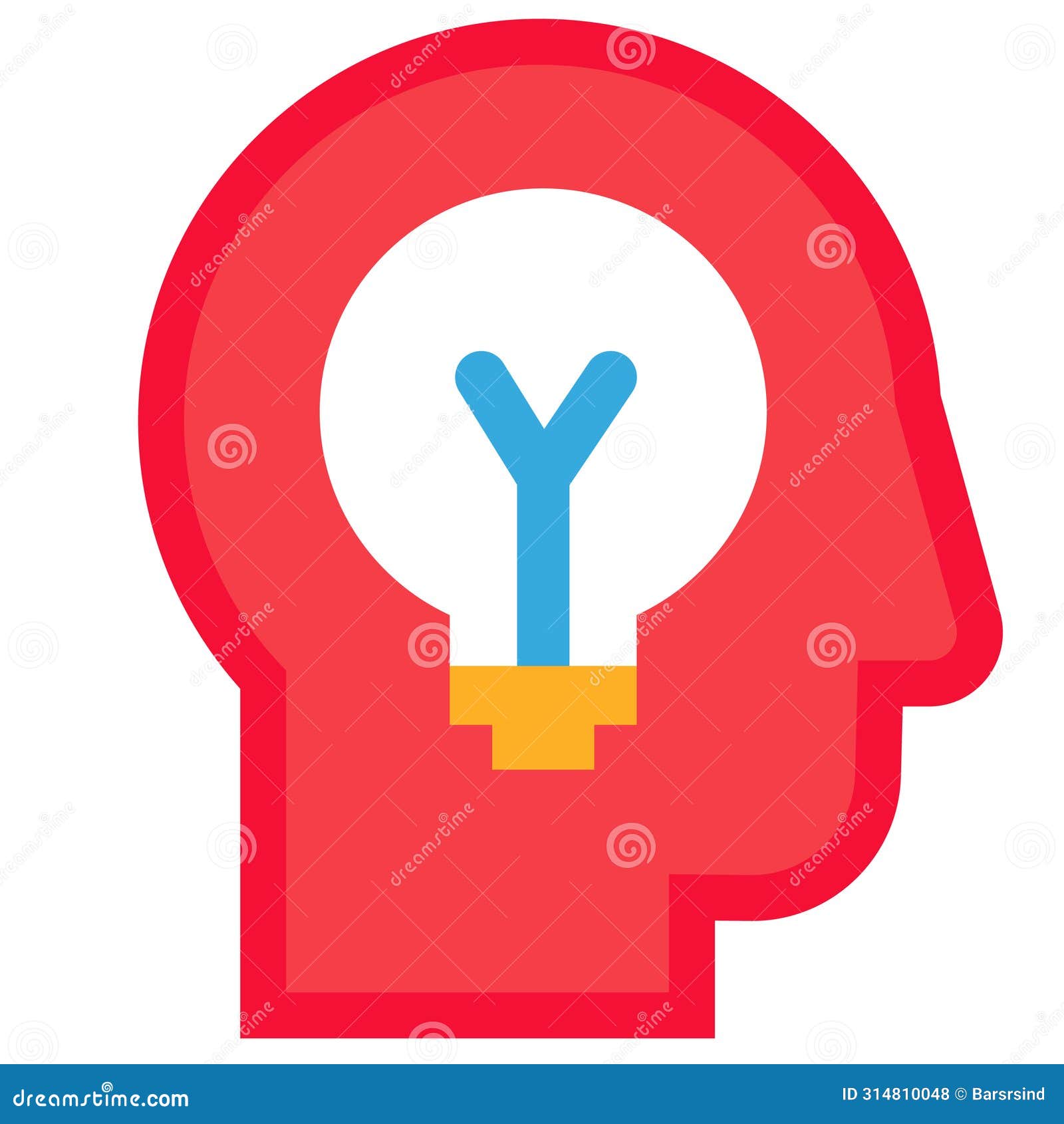 Lightbulb Profile Silhouette Icon Genius Head Stock Vector ...