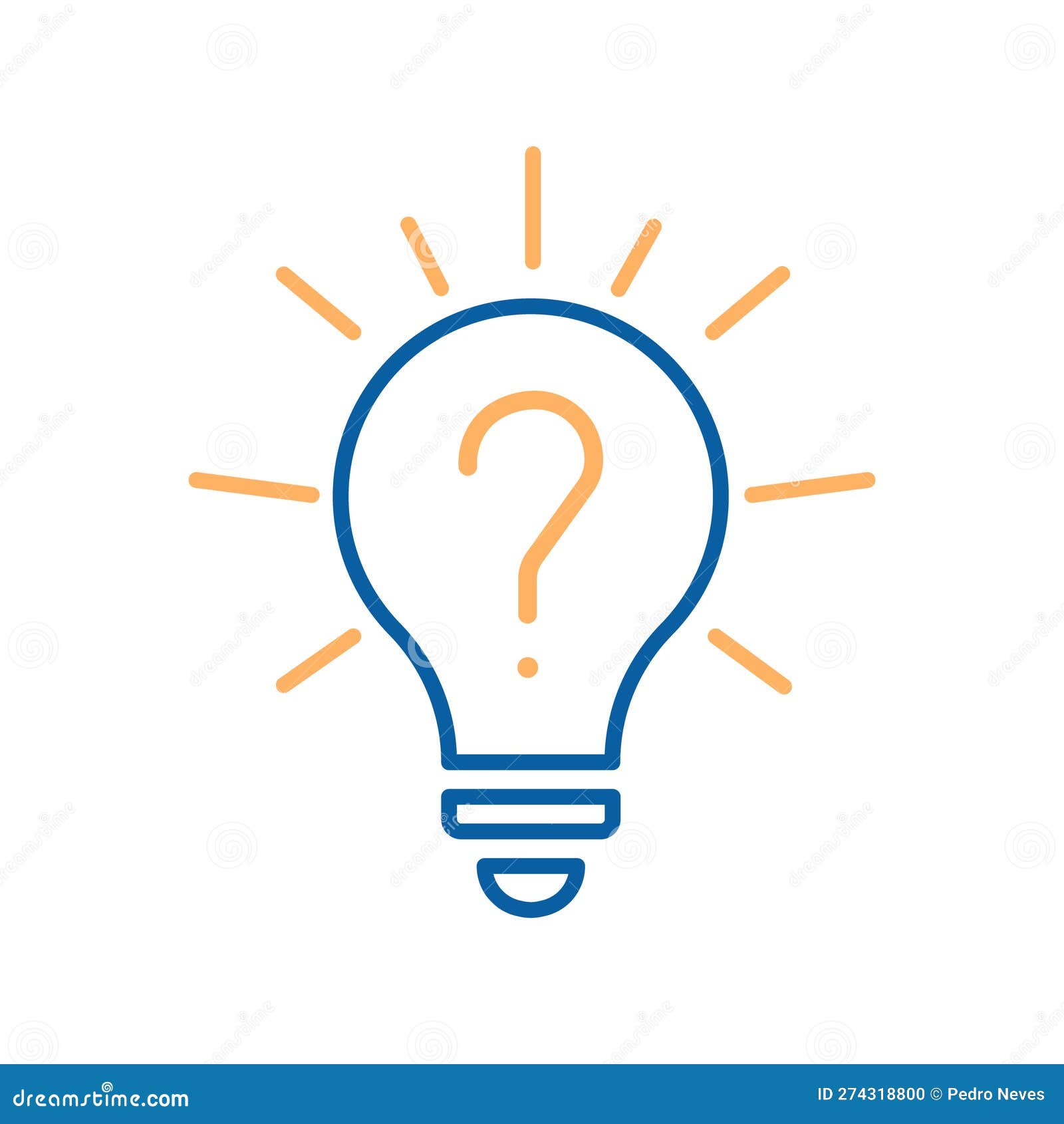 Lightbulb with Question Mark. Vector Thin Line Icon Graphic Drawing ...