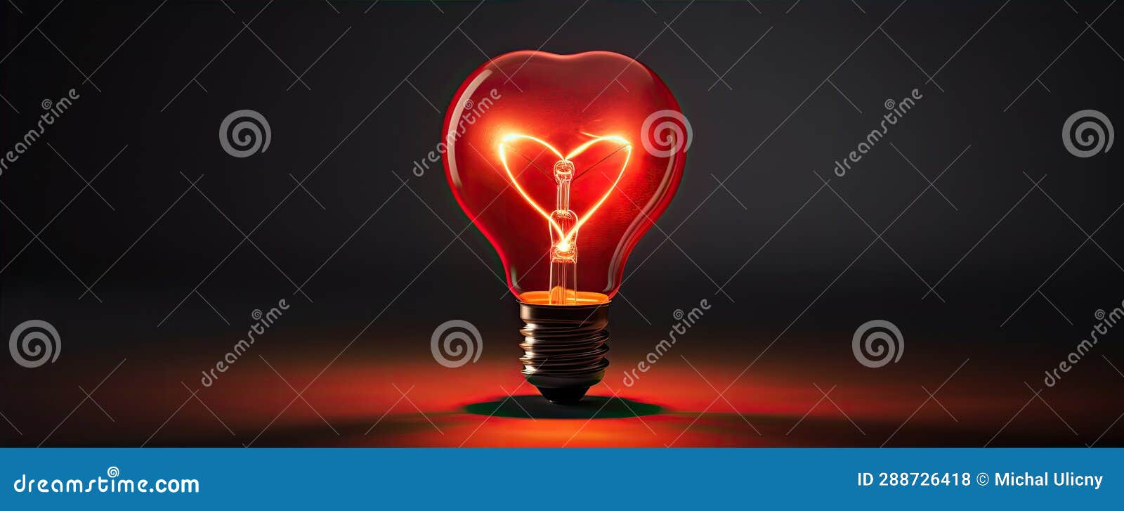 Lightbulb with Red Heart Shape Inside. Bulbs on Black Background Stock ...
