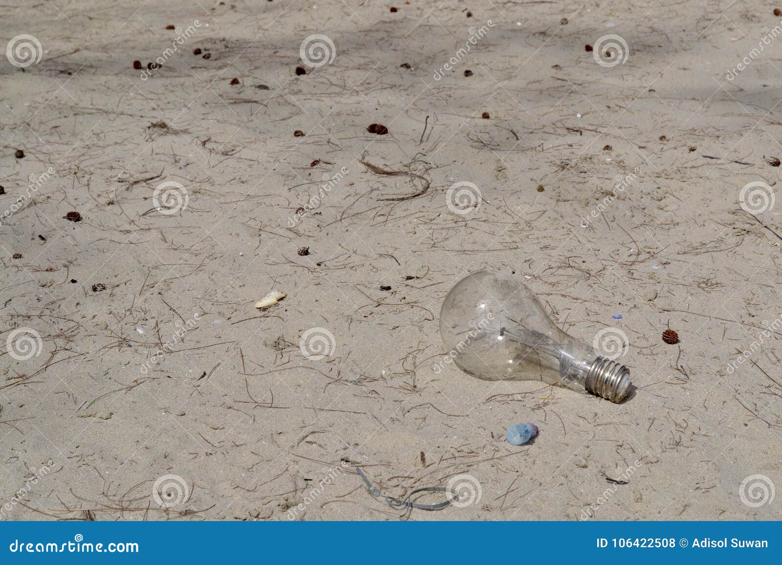 A lightbulb on the sand stock photo. Image of lightbulb - 106422508
