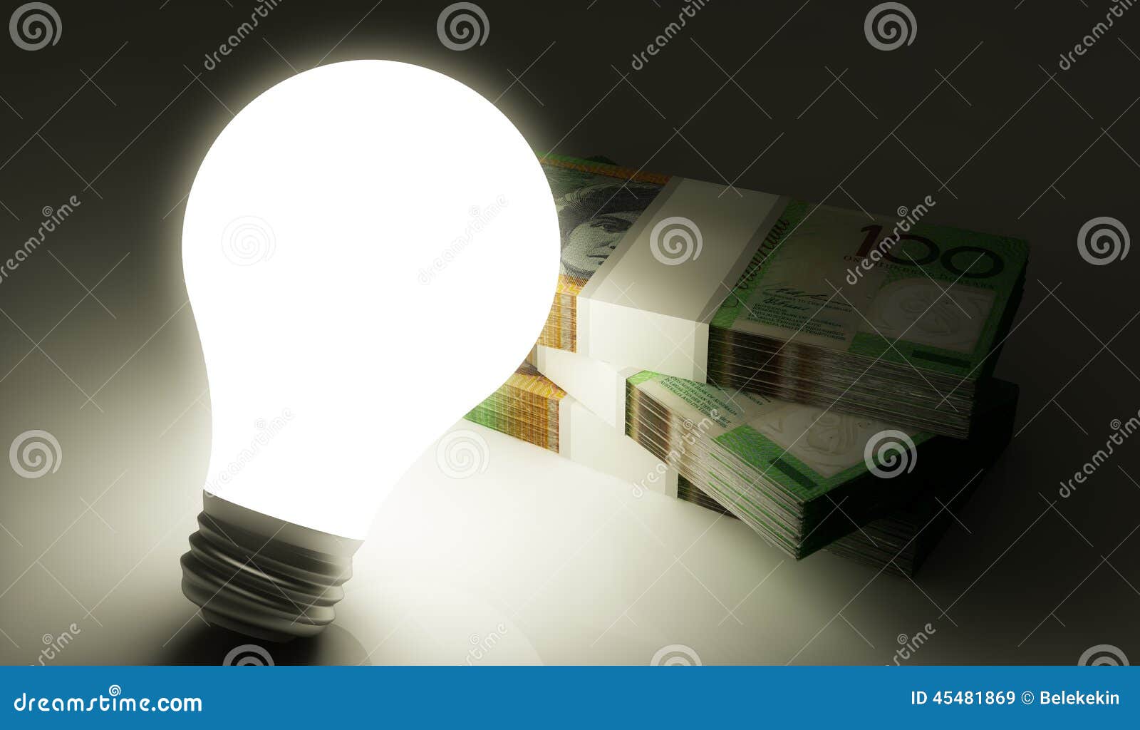 Lightbulb with Stack of Money Stock Illustration - Illustration of ...