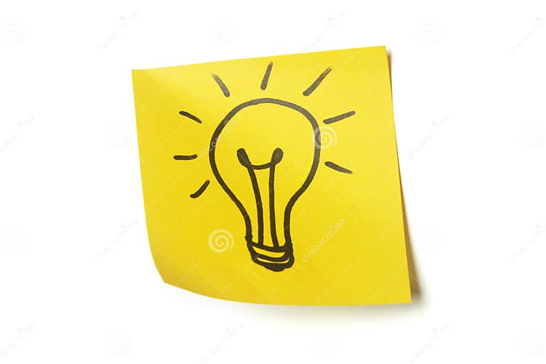 Lightbulb on sticky note stock photo. Image of idea, bulb - 40820270