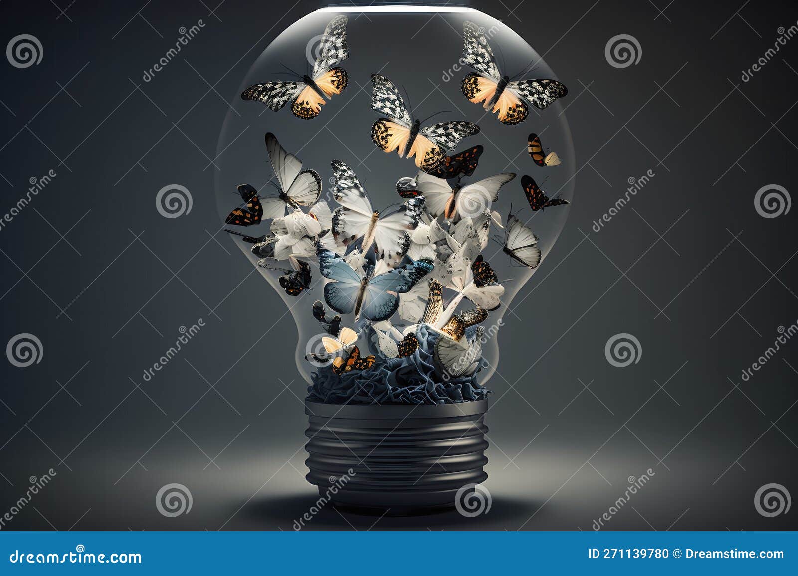 Lightbulb Surrounded by Butterflies Stock Illustration - Illustration ...