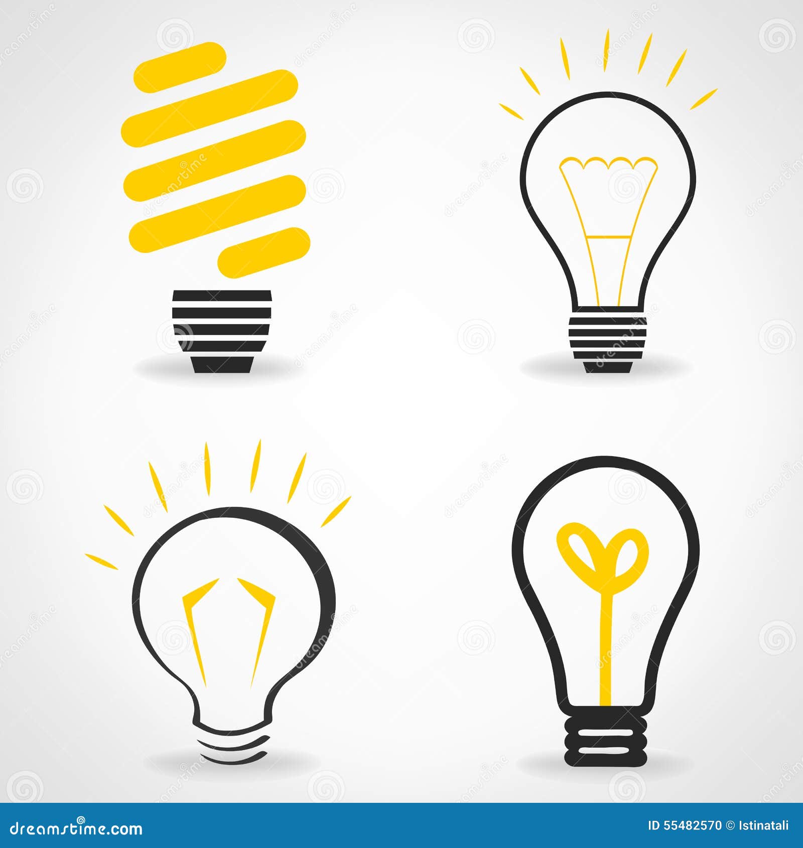 Lightbulb symbol - set stock vector. Illustration of icon - 55482570