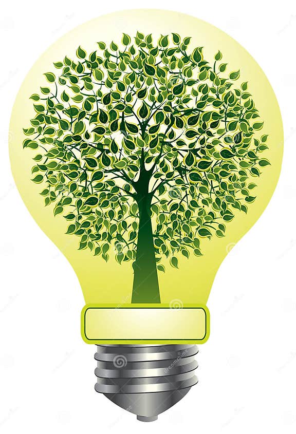 Lightbulb with tree stock illustration. Illustration of energy - 9287086