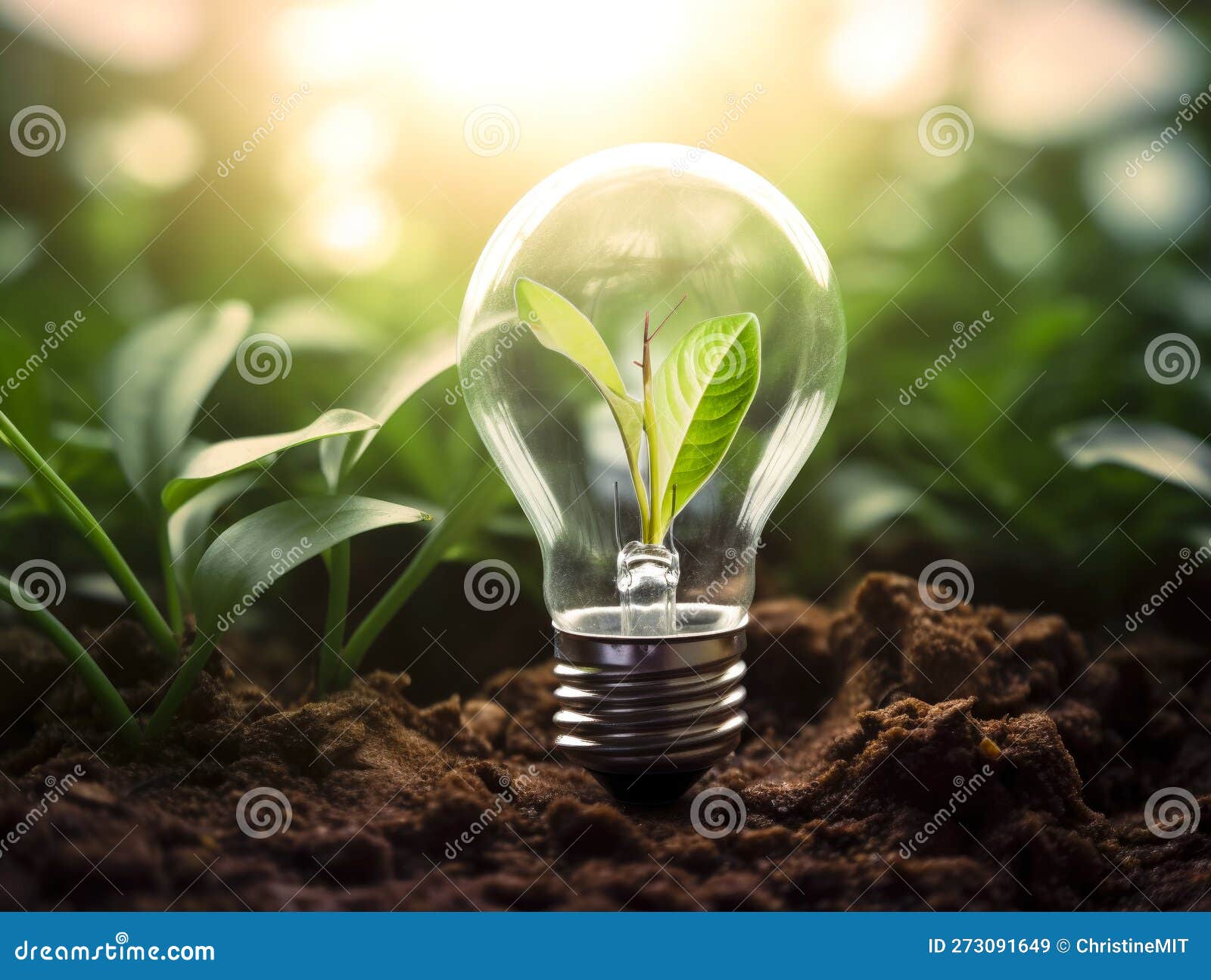 Lightbulb with Tree in Dirt Soil - Energy Development Stock ...