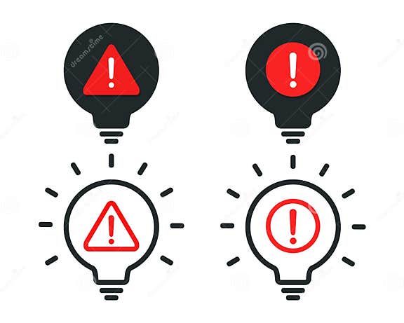 Lightbulb Warning Icon. Vector Illustration Stock Vector - Illustration ...