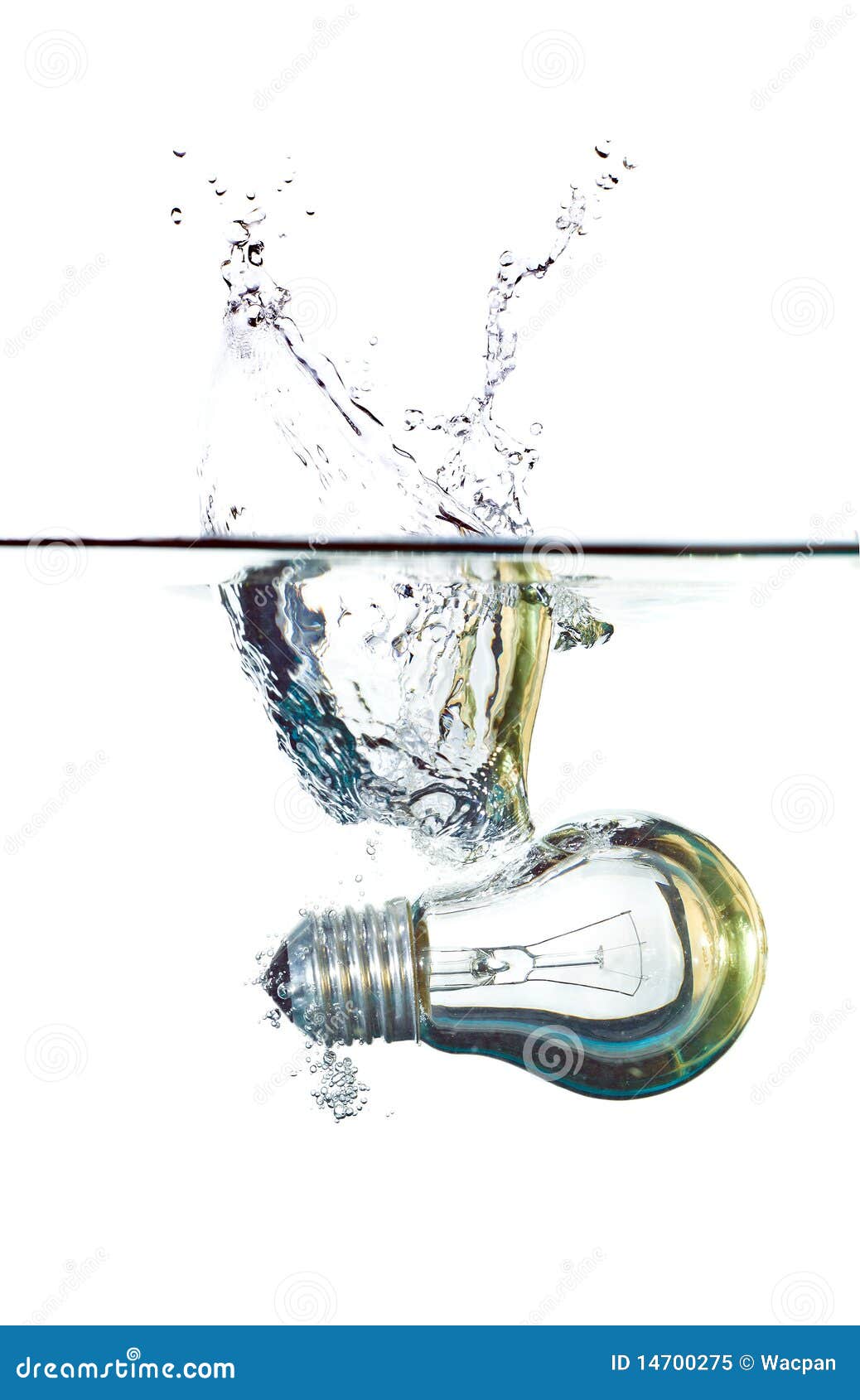 Lightbulb in water stock image. Image of isolated, design - 14700275