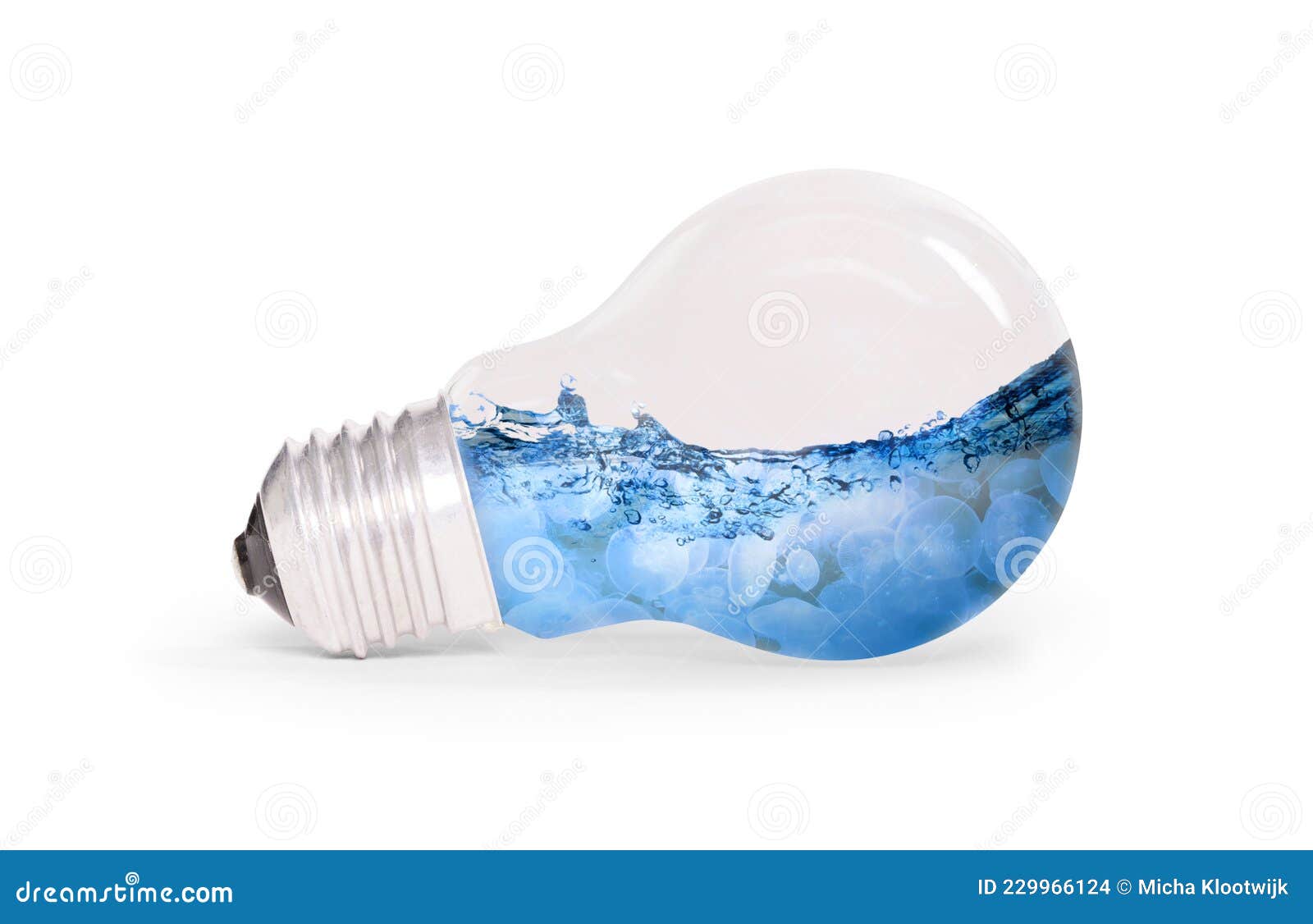 Lightbulb with Water and Jellyfish Inside Stock Photo - Image of ...