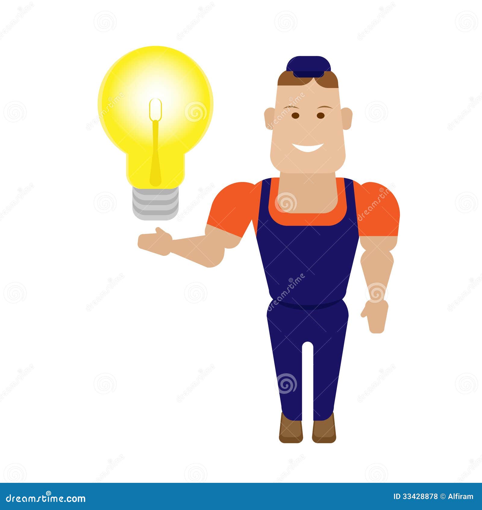 Lightbulb worker stock vector. Illustration of lamp, concept - 33428878