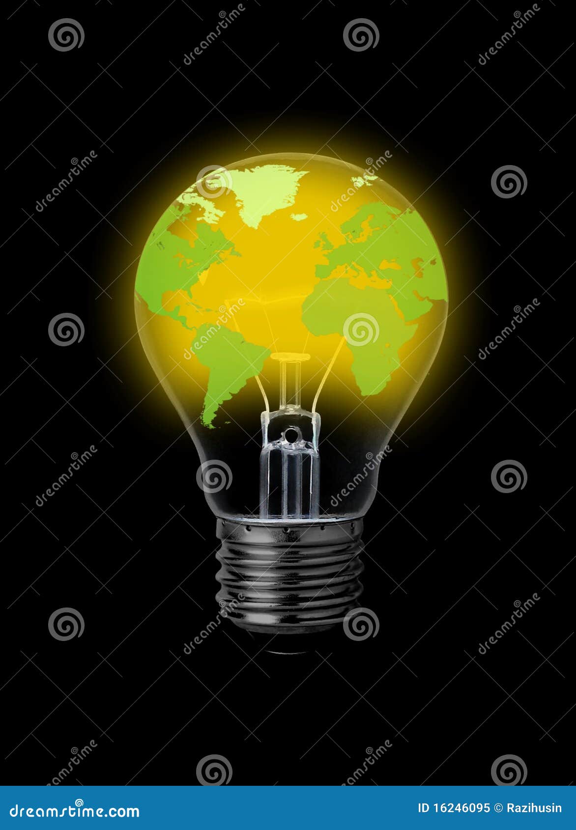 Lightbulb with world-map stock illustration. Illustration of idea ...