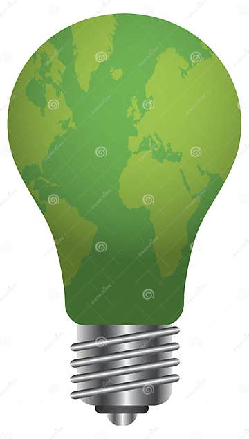 Lightbulb with World Map Illustration Stock Vector - Illustration of ...