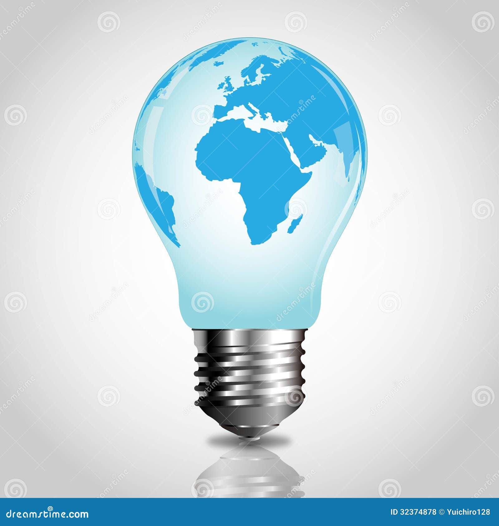 Lightbulb with world map stock illustration. Illustration of ...