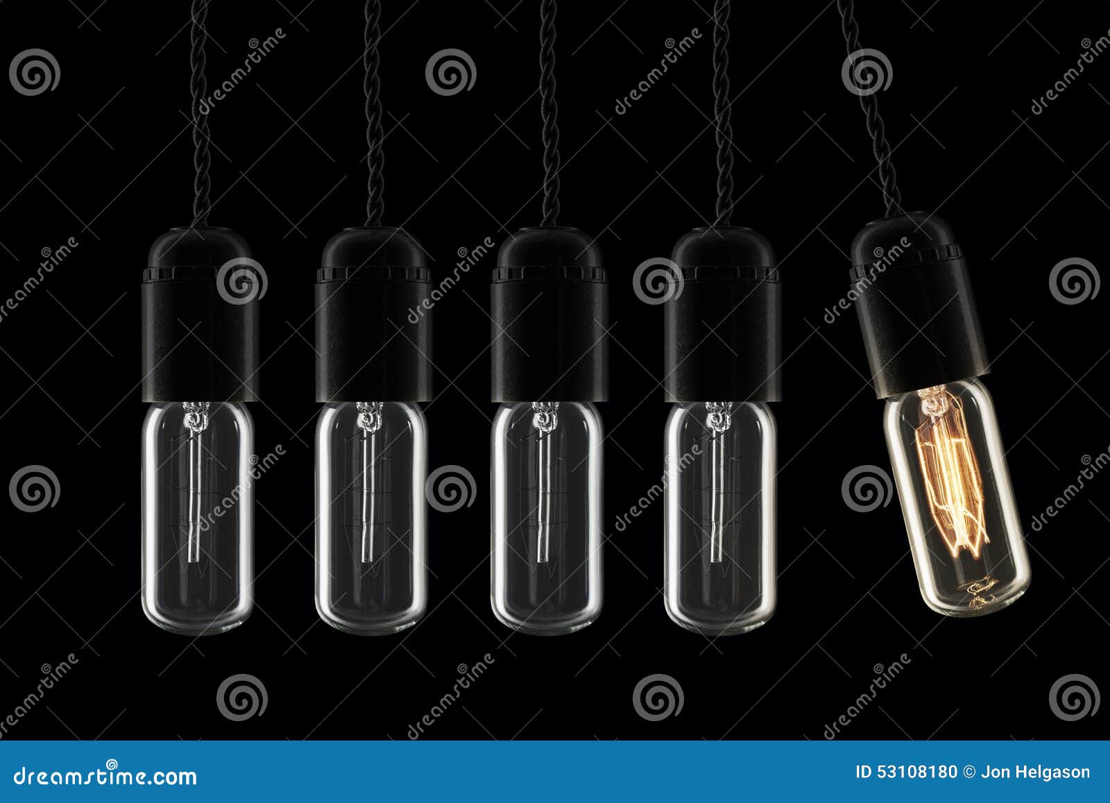 Lightbulbs Swinging Pendulum Stock Photo - Image of isolated, black ...