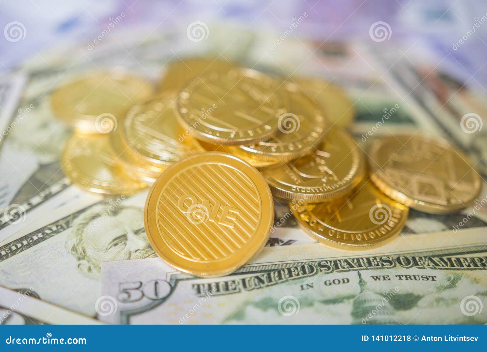 Lightcoin Cryptocurrency on Us Dollars Close Up Stock Photo - Image of ...