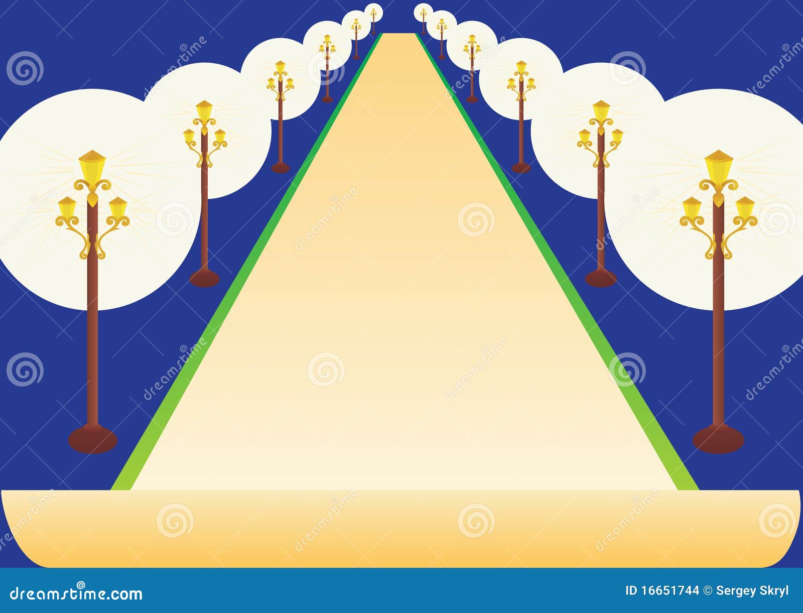 Lighted alley stock vector. Illustration of lights, road - 16651744