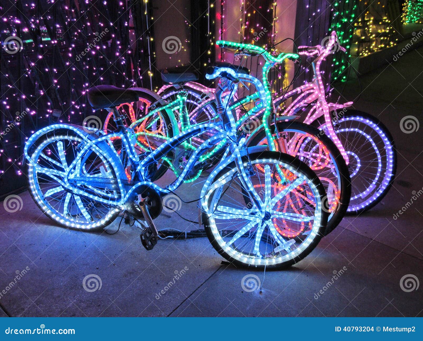 Lighted bikes stock photo. Image of lighted, sidewalk - 40793204