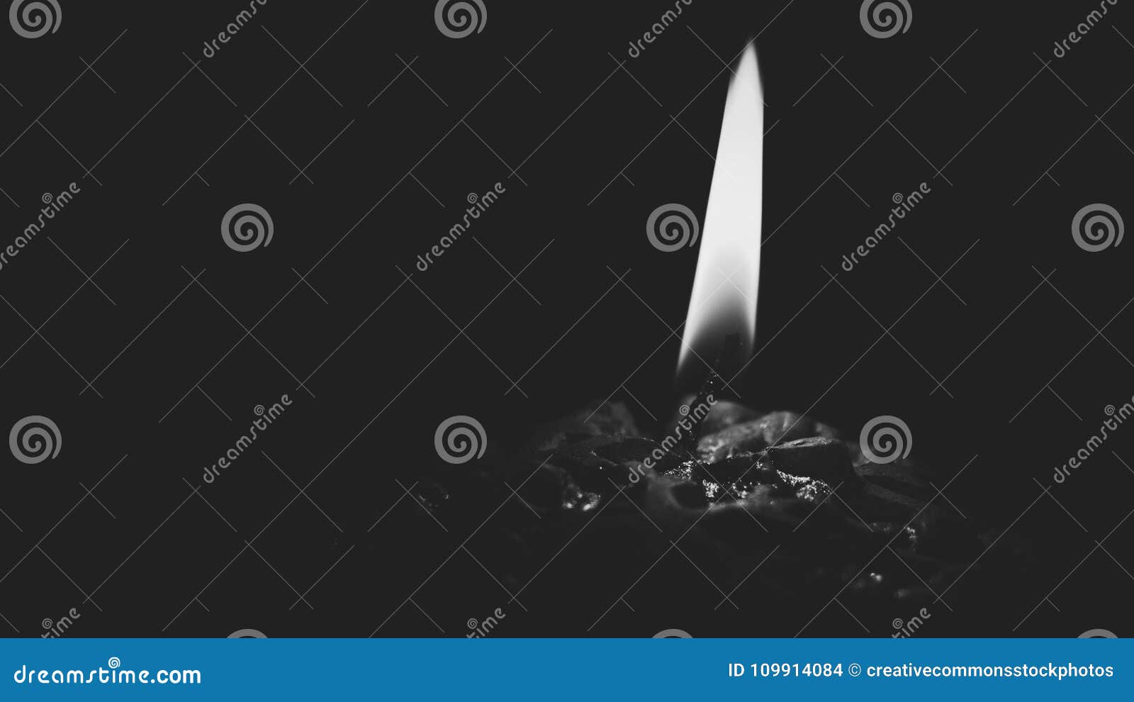 Lighted Candle Gray Scale Photo Picture. Image: 109914084