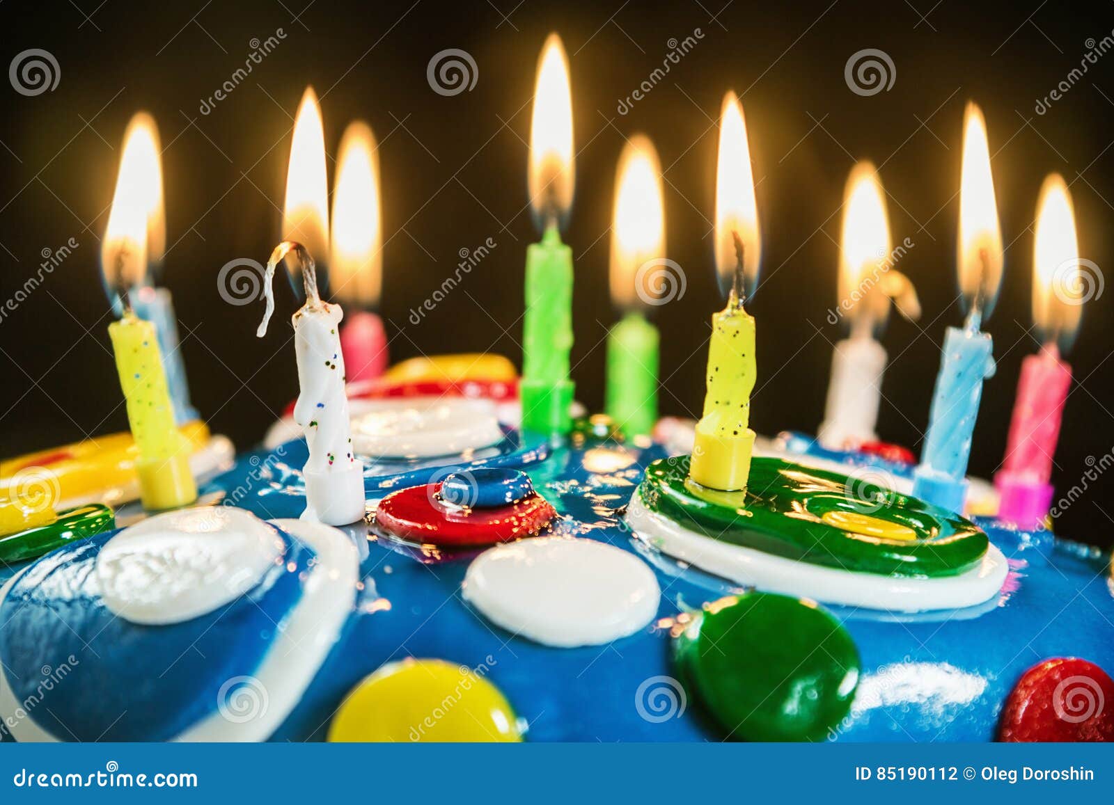 Lighted Candles on a Birthday Cake Stock Photo - Image of hundreds ...